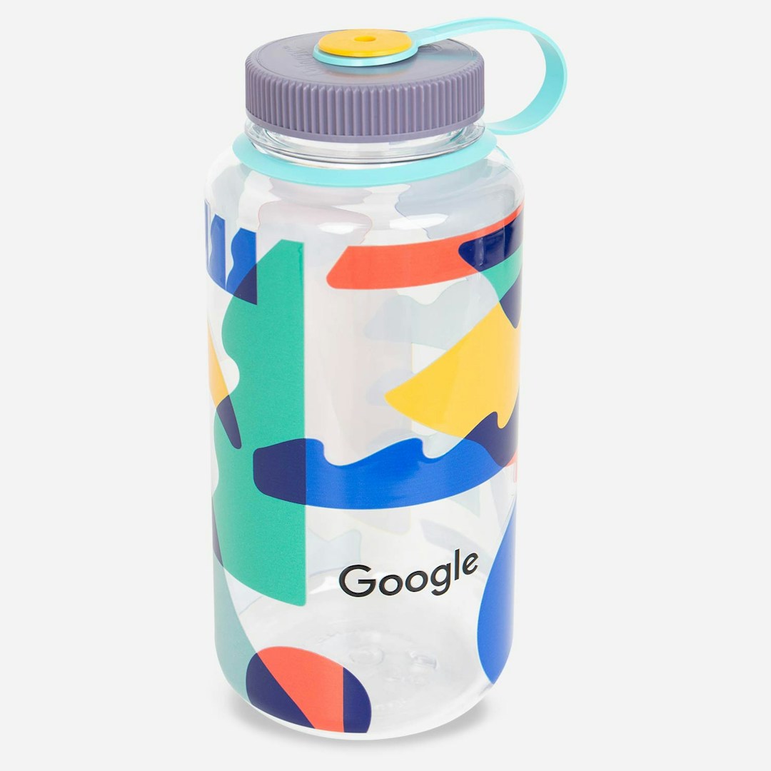 Branded Nalgene water bottles for Google company merchandise