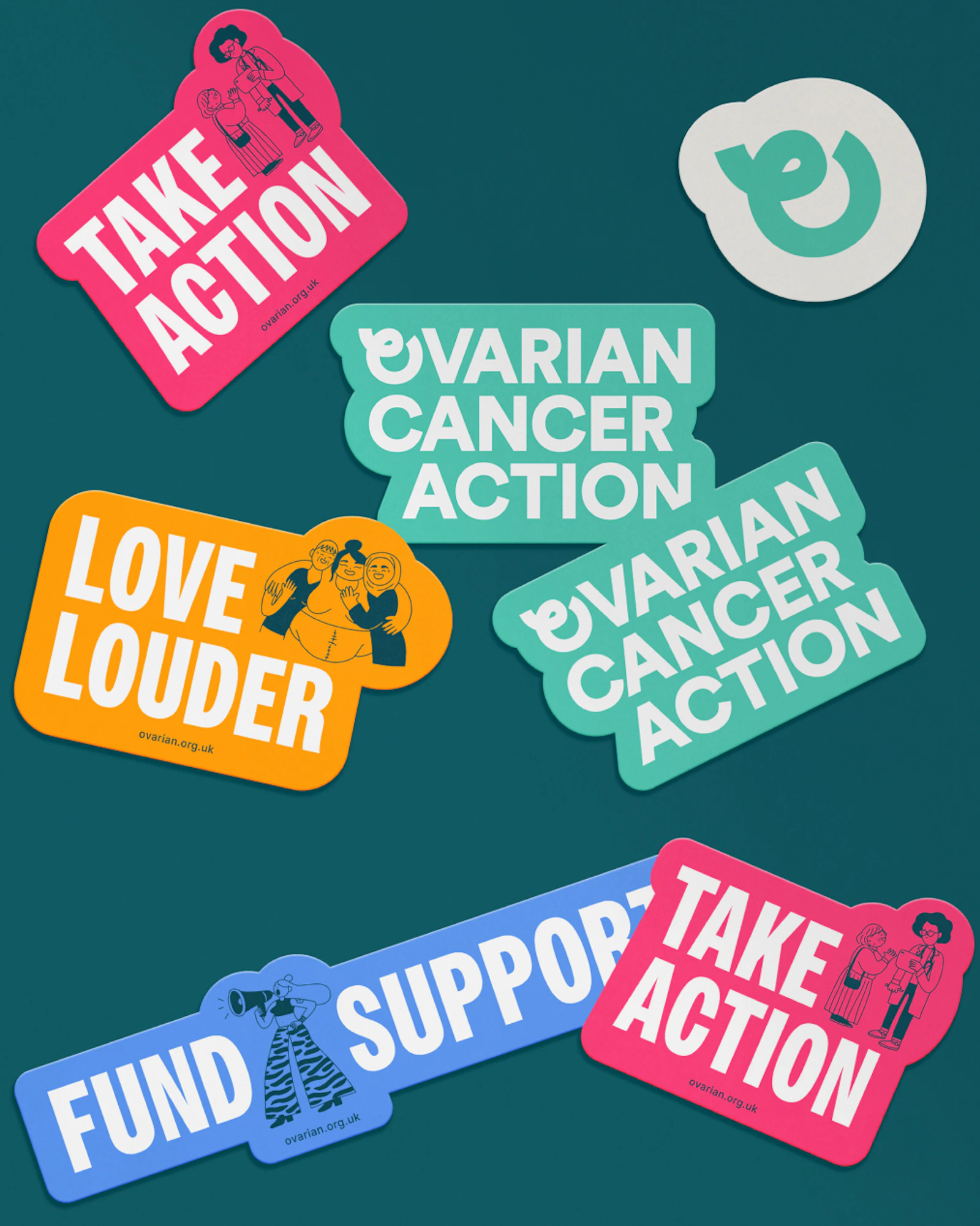 Branded Merchandise Stickers by Ovarian Cancer Action