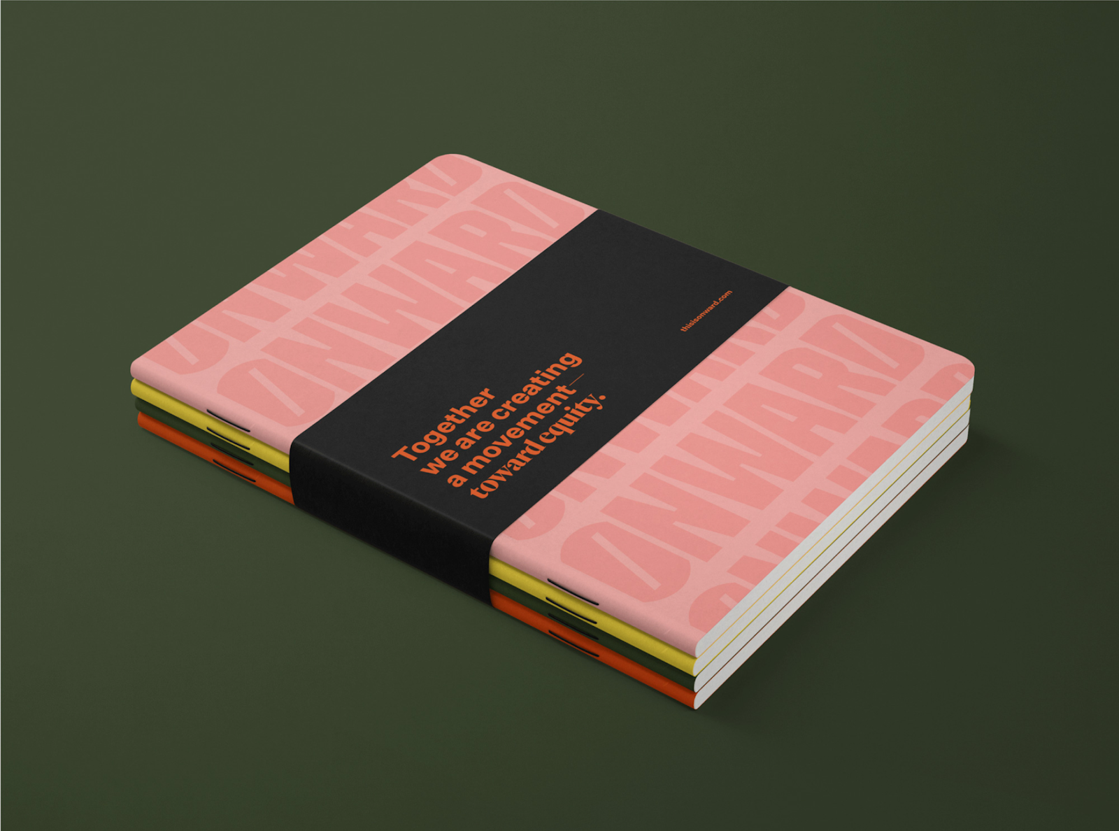 Onward branded notebooks for company merchandise
