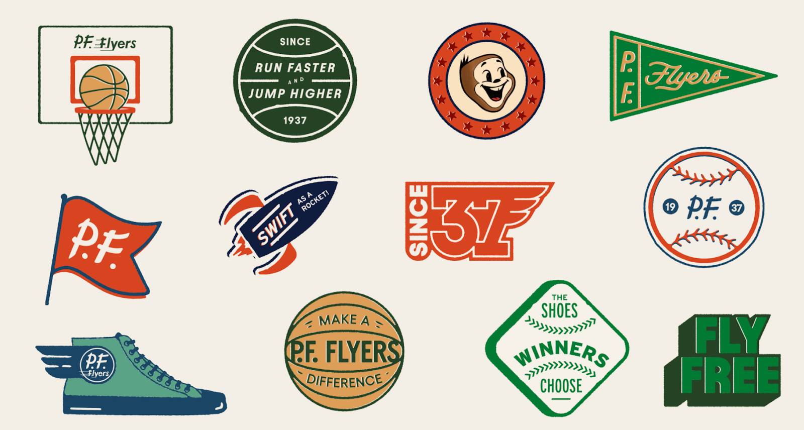 Custom PF Flyers Stickers Blending Nostalgia and Modern Appeal