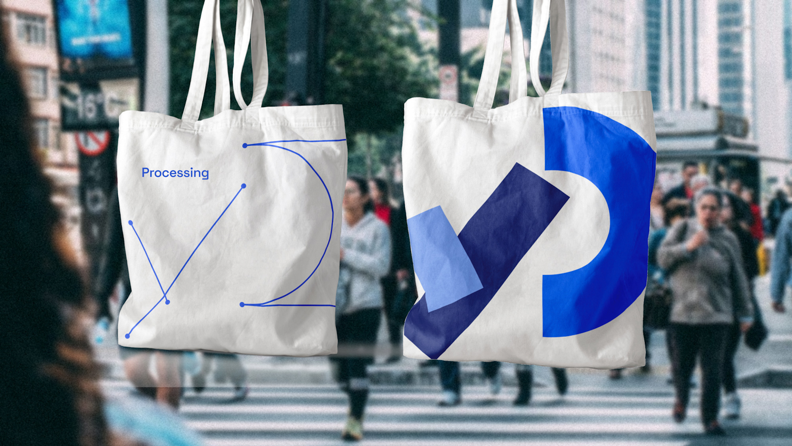 Processing branded tote bags: Minimalist company merch