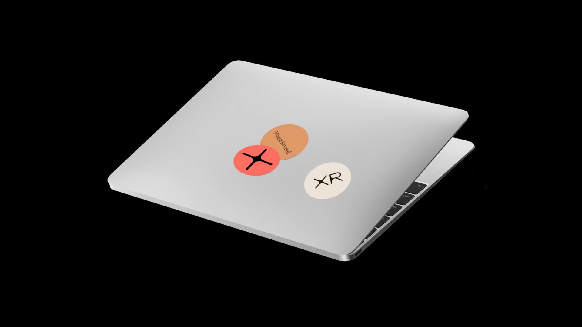 Custom branded laptop stickers by XR for company merchandise